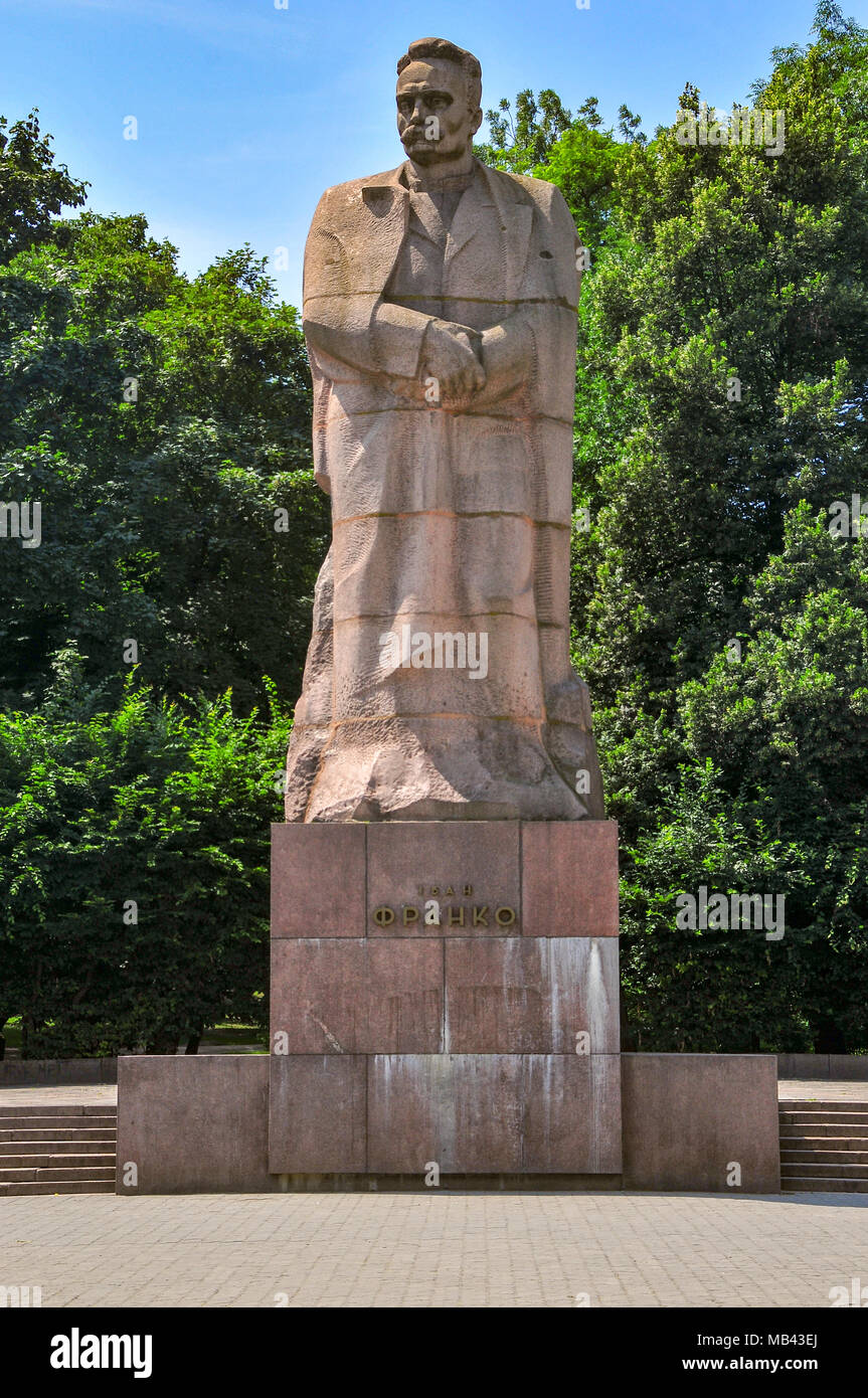 Monument to the Ukrainian writer Ivan Franko in Lvov, Ukraine Stock ...