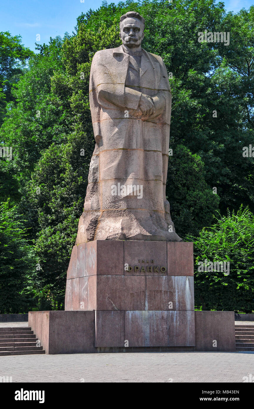 Monument to the Ukrainian writer Ivan Franko in Lvov, Ukraine Stock ...
