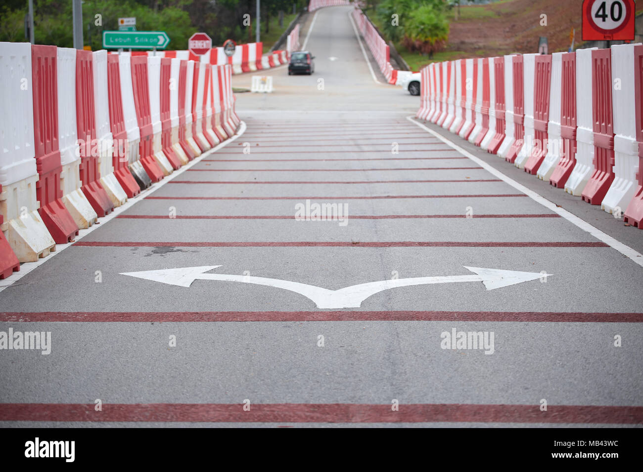 Red and white plastic barriers hi-res stock photography and images - Alamy