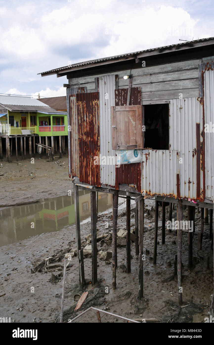House of a poor fishing family at Crab island, a famous fishing village ...