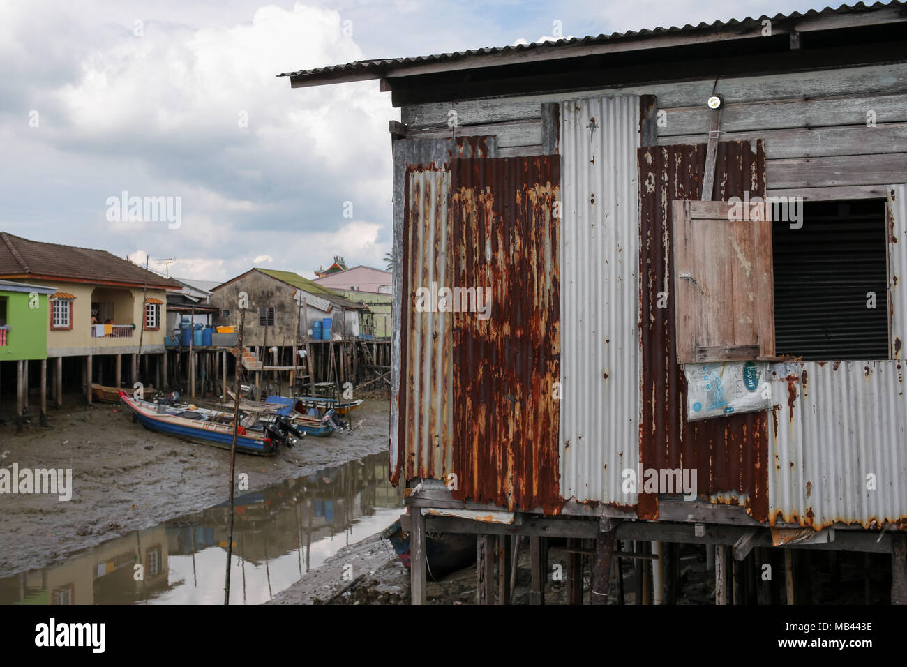 House of a poor fishing family at Crab island, a famous fishing village ...