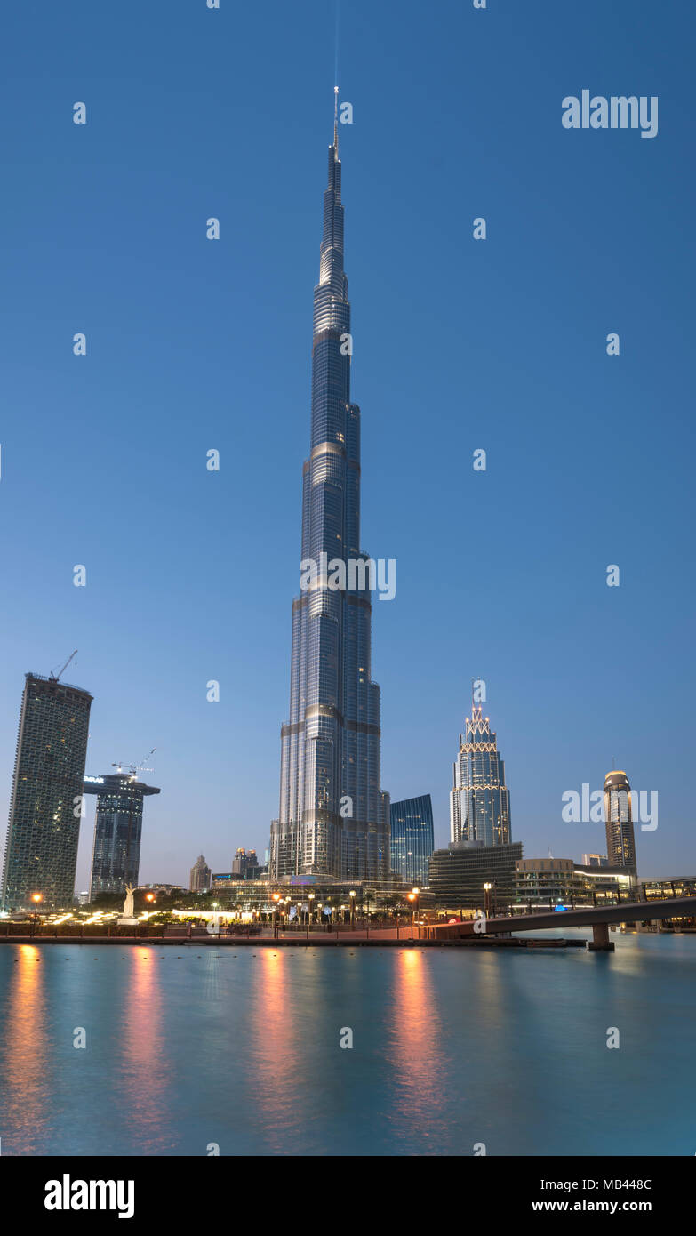 The Burj Khalifa tower in downtown Dubai, UAE, Middle East Stock Photo ...