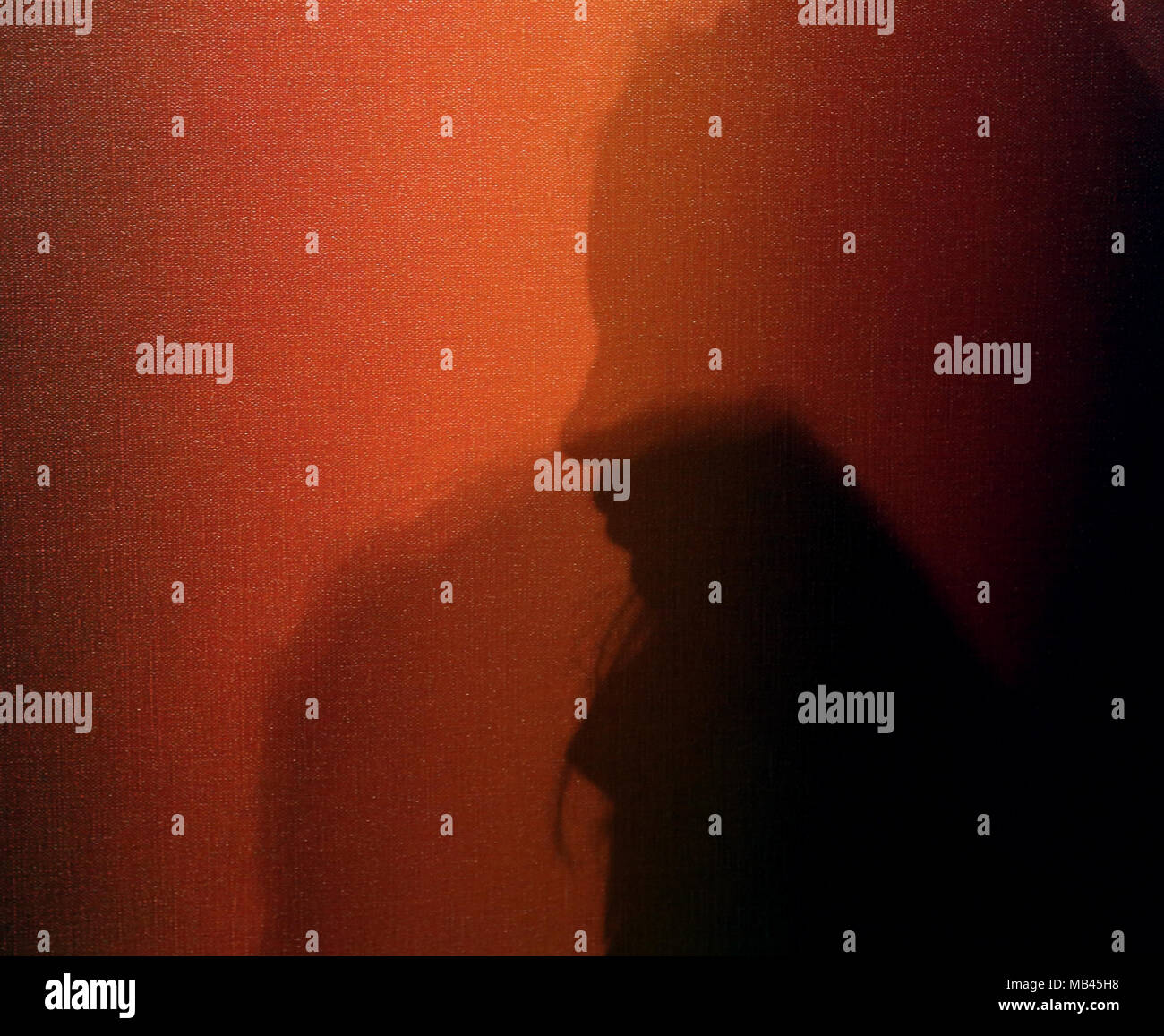 shadow of the profile of the little girl on the red background Stock ...