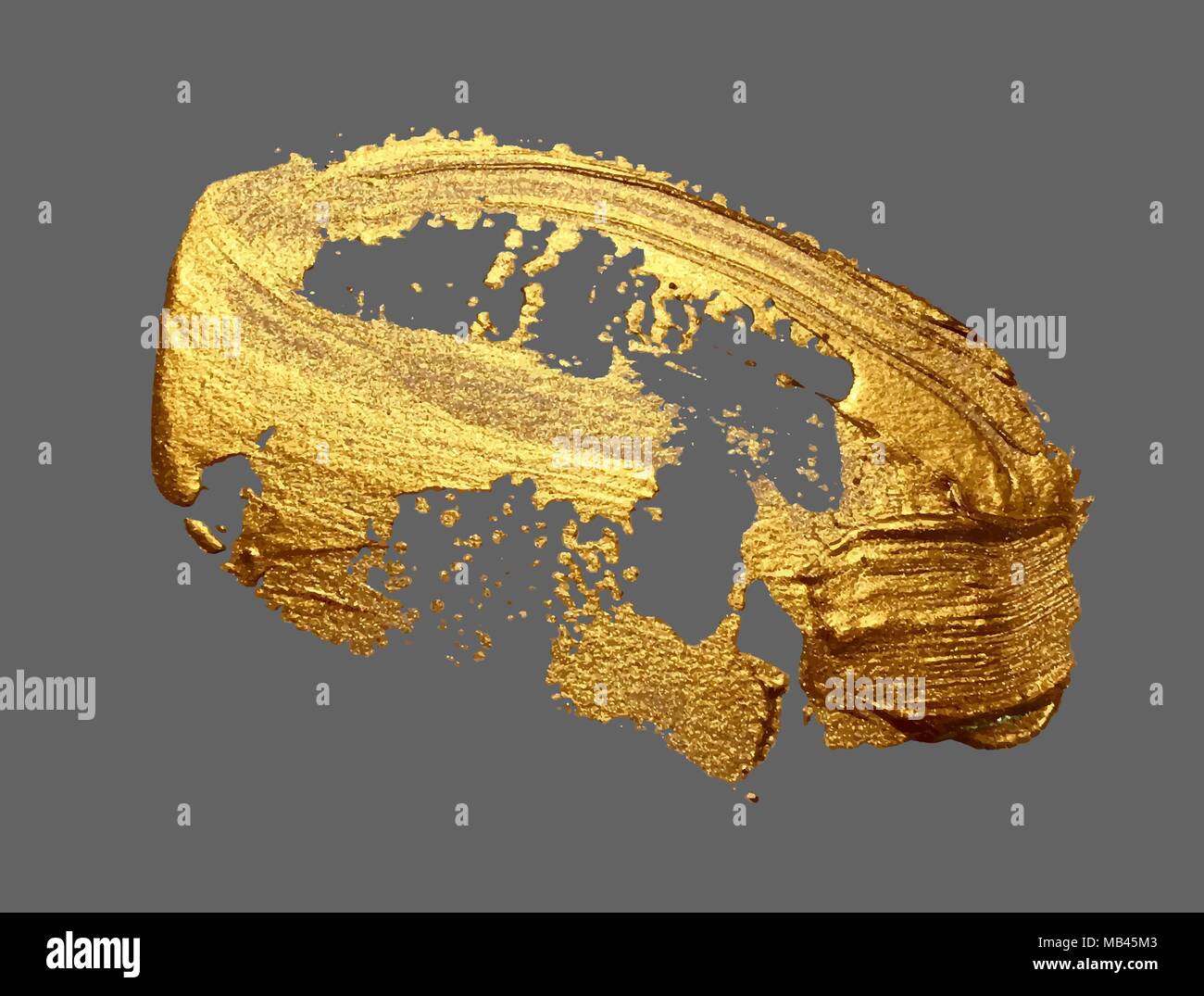 realistic hand drawing golden brush stroke paint spot Stock Vector ...