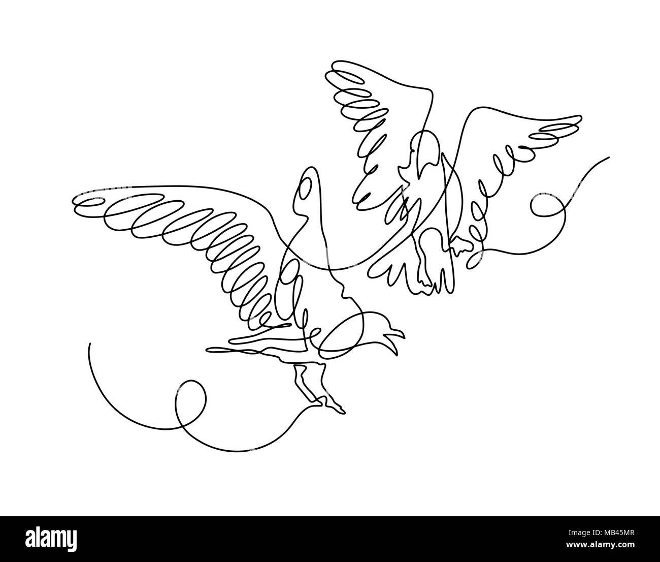 continuous one line drawing of two birds play with each other Stock ...