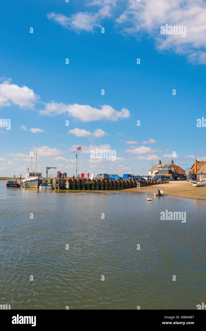Orford Suffolk England UK, view of the quay on the banks of the River ...
