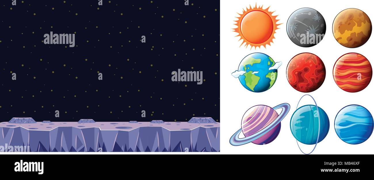 A Game Template Space Scene illustration Stock Vector Image & Art - Alamy