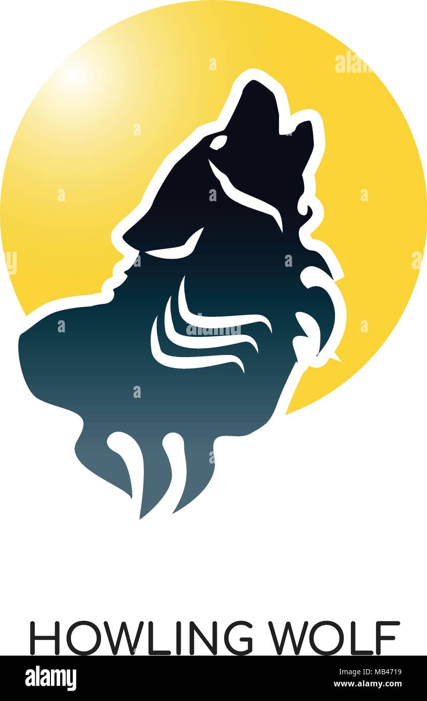 howling wolf logo isolated on white background for your web, mobile and ...