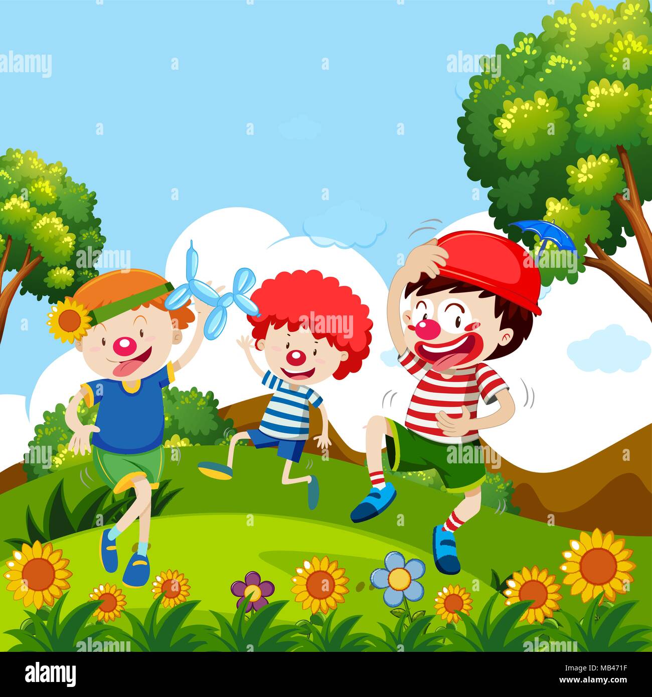 Happy Kids in the Garden illustration Stock Vector Image & Art - Alamy