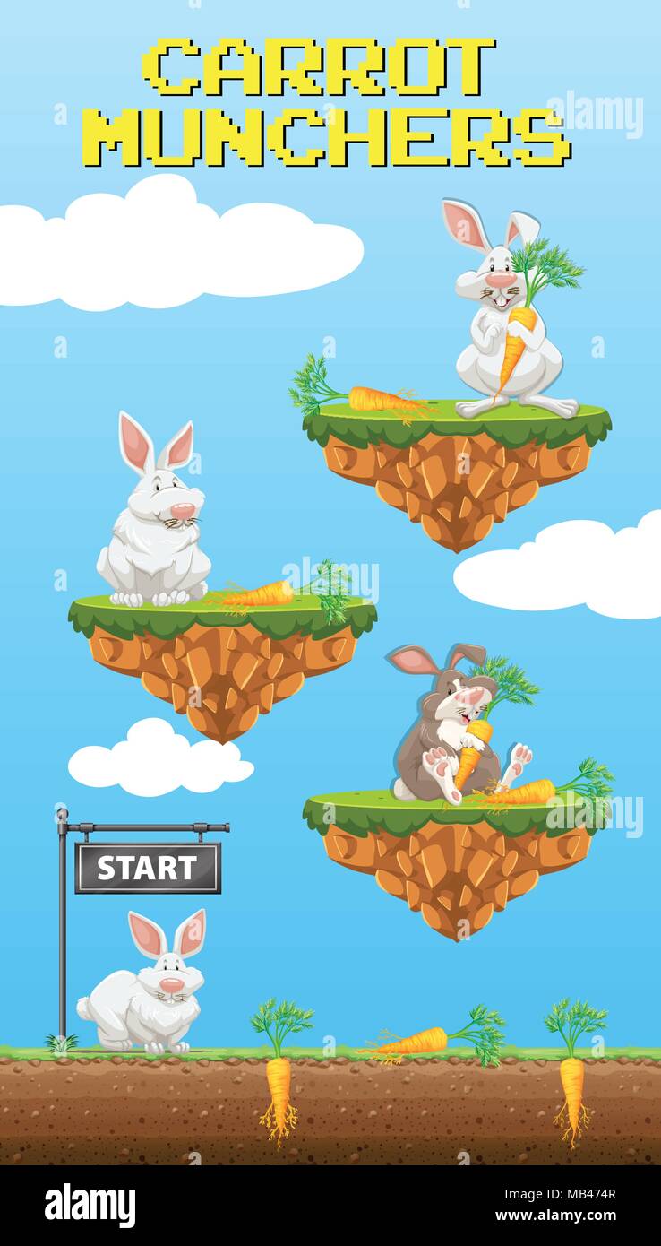 Cute Animals Jumping Game Template illustration Stock Vector Image ...