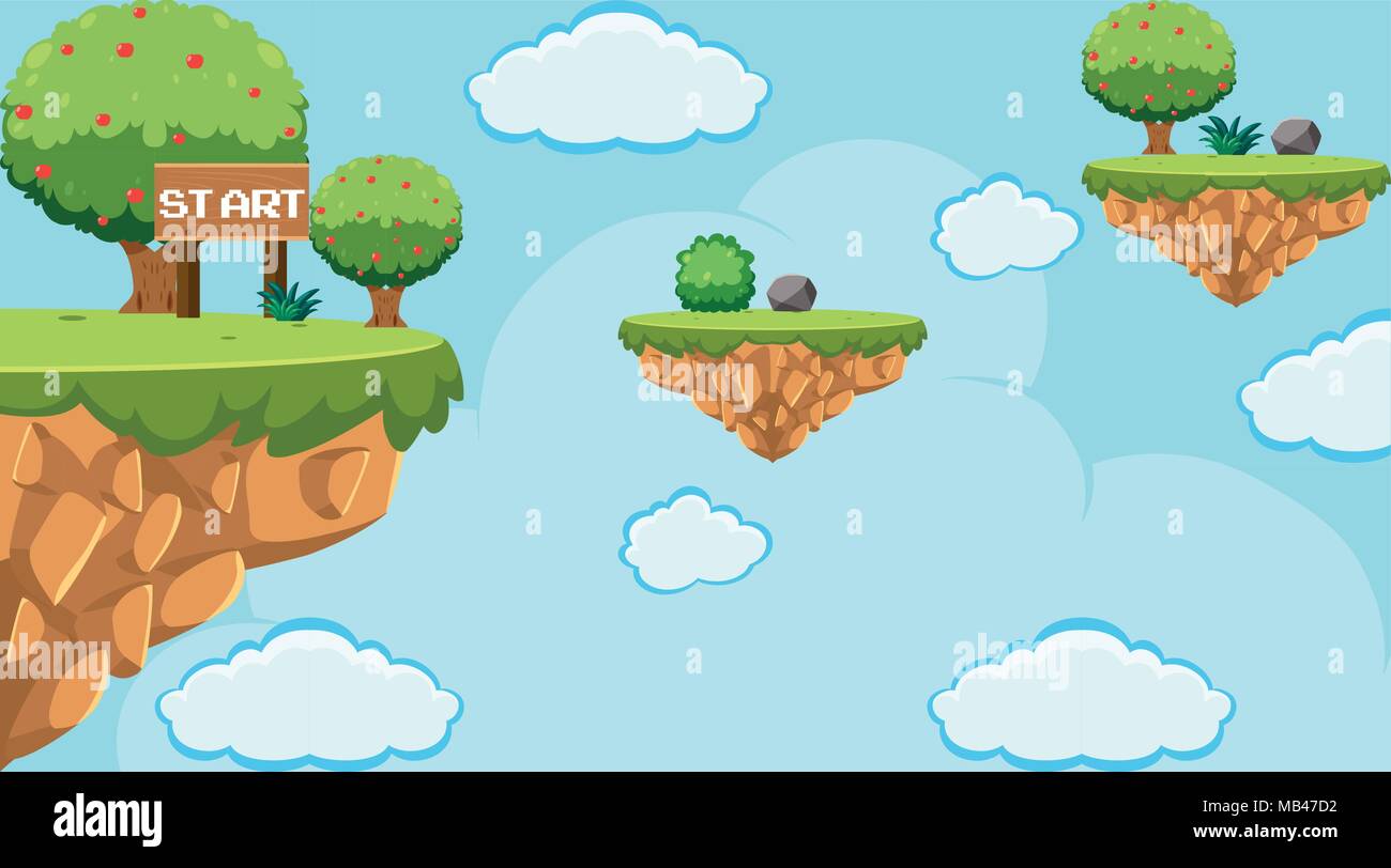 Jumping Game Template on the Sky illustration Stock Vector Image & Art ...