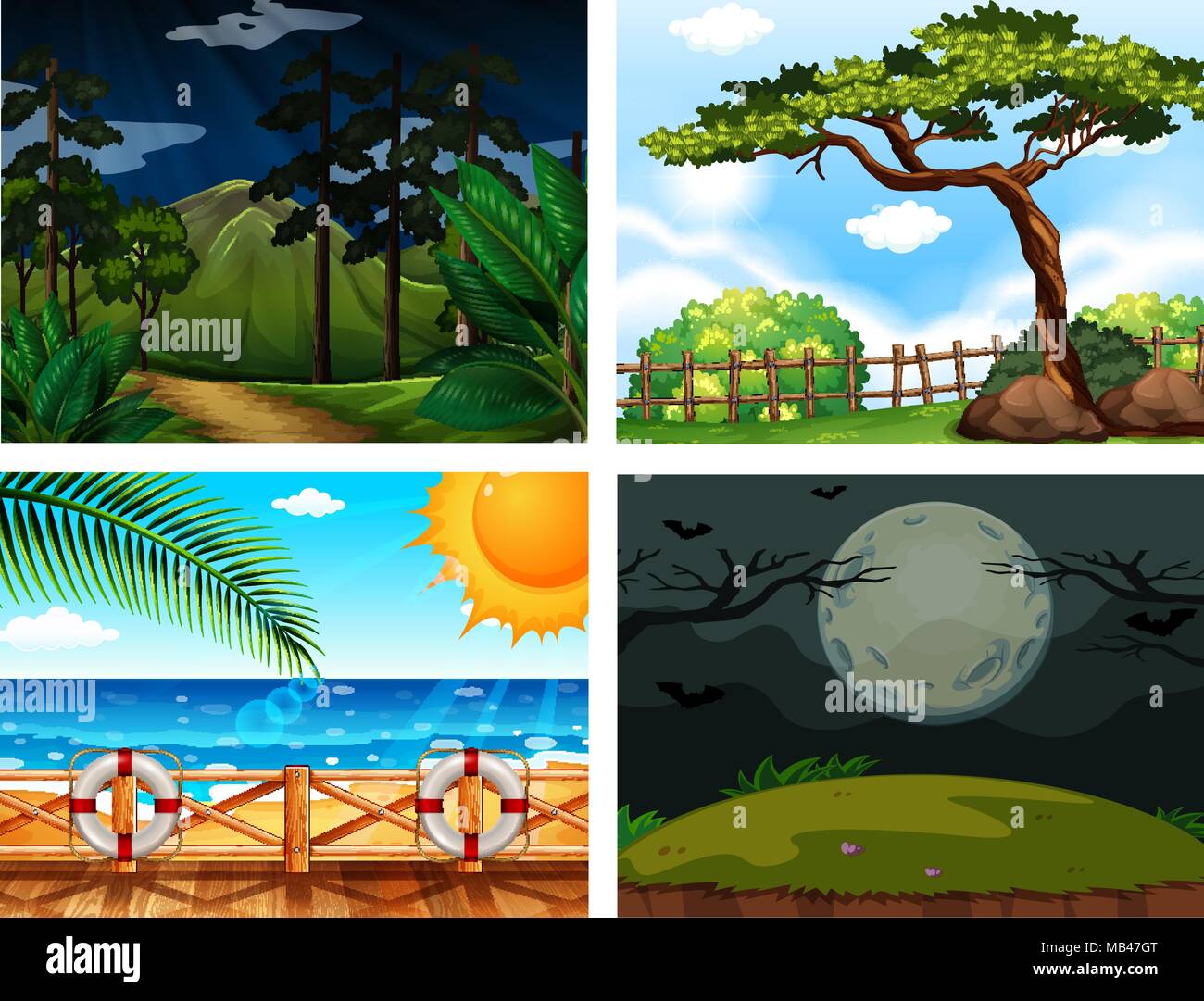Four different outdoor Nature Scenes illustration Stock Vector Image ...