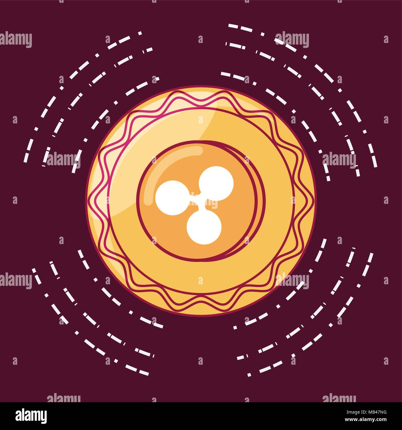 ripple coin over red background, colorful design. vector illustration ...