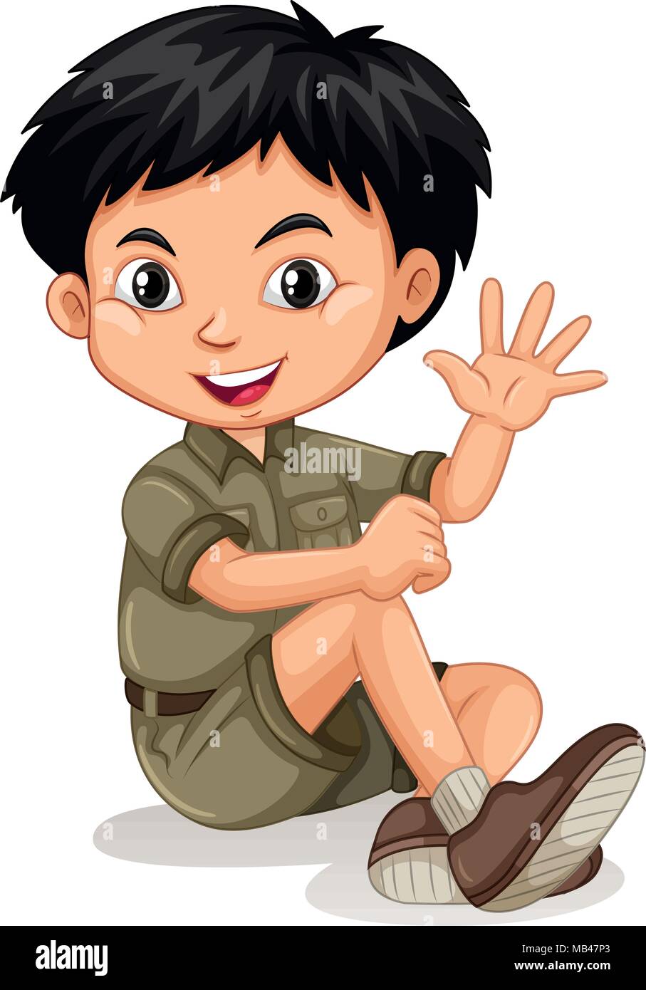 Little boy waving hand illustration Stock Vector Image & Art - Alamy
