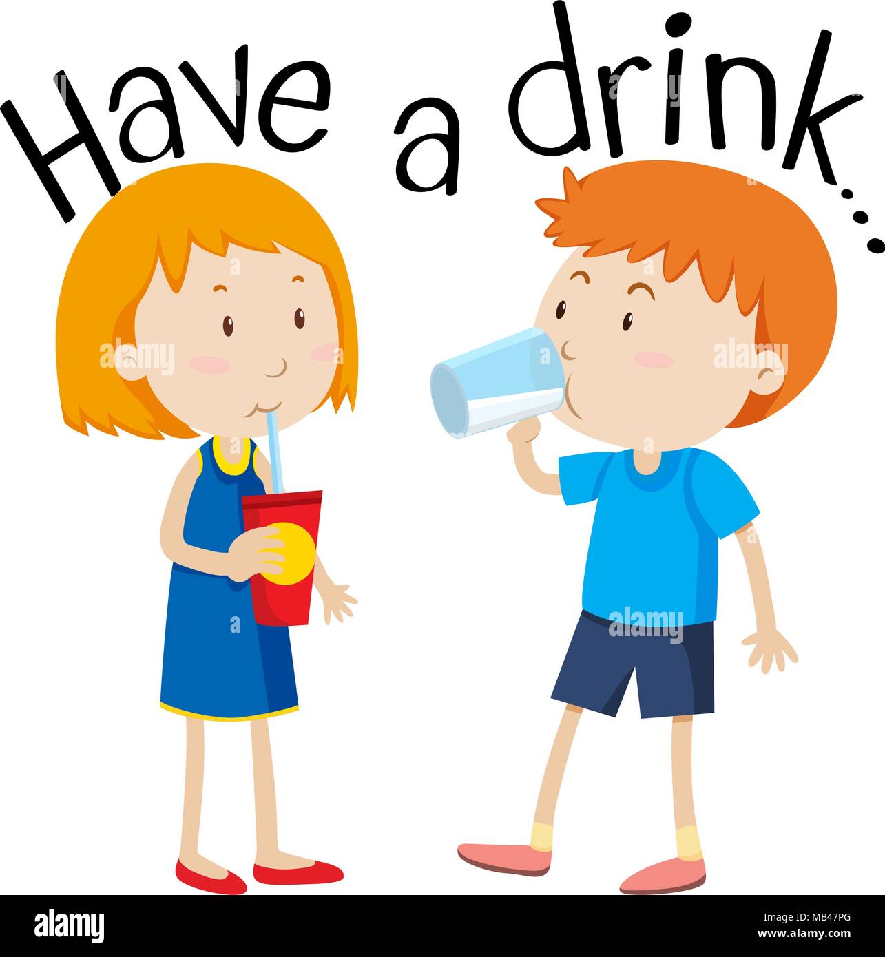 Kids Have a Drink illustration Stock Vector Image & Art - Alamy