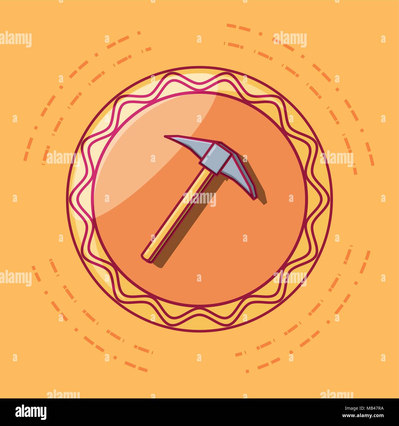 pica tool icon over circular frame and yellow background, colorful ...