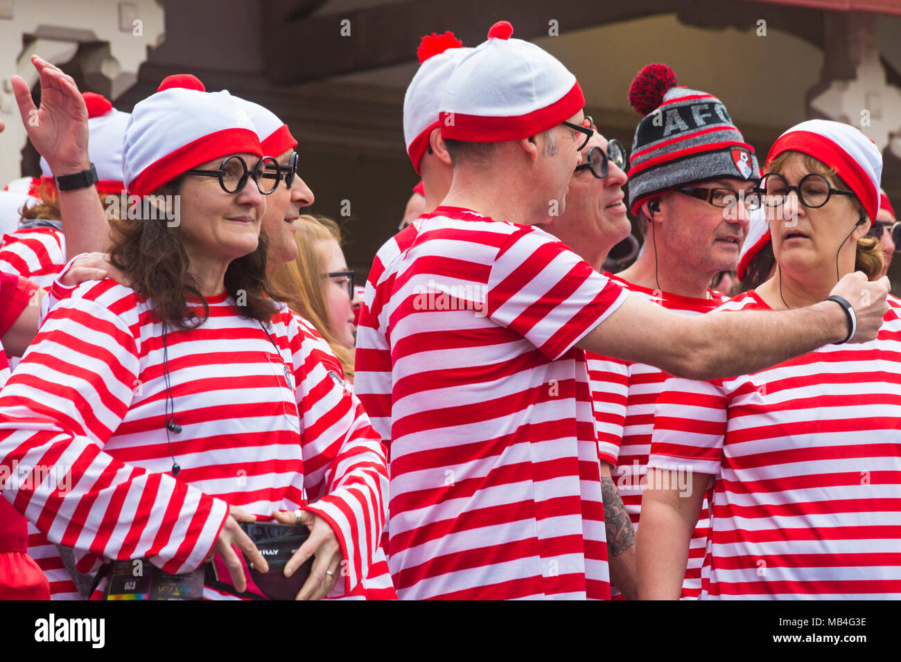 Poole, Dorset, UK. 7th April, 2018. Where's Wally Poole Park Run. Poole ...