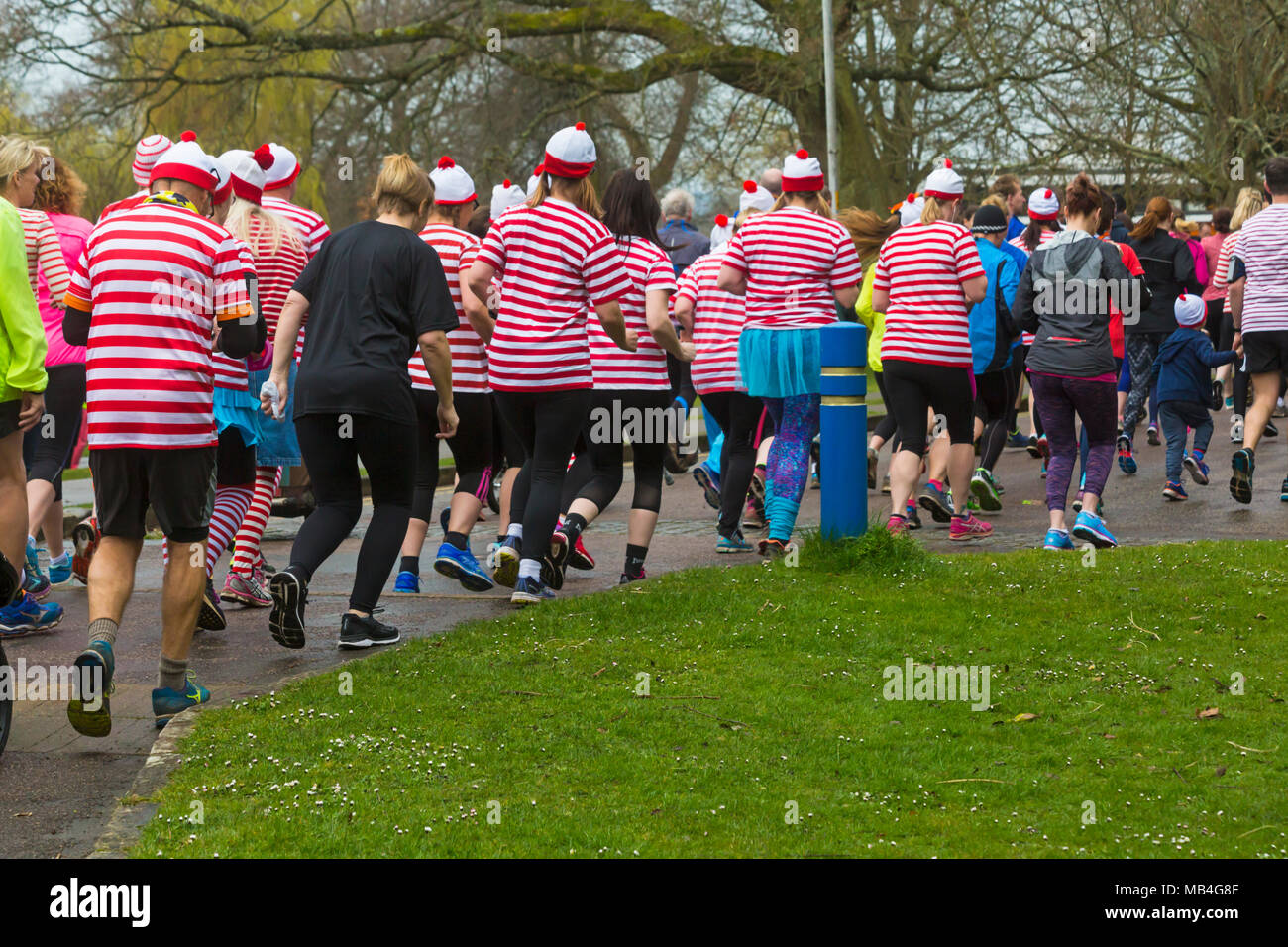 Poole, Dorset, UK. 7th April, 2018. Where's Wally Poole Park Run. Poole ...