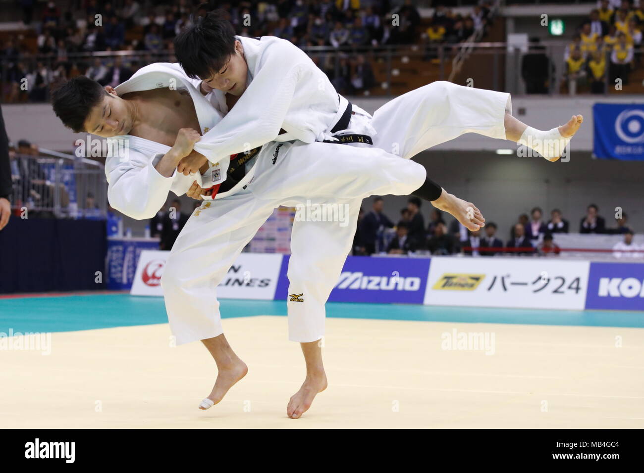 Fukuoka, Japan. 7th Apr, 2018. (L-R) Jyoshiro Maruyama, Kenzo Tagawa ...