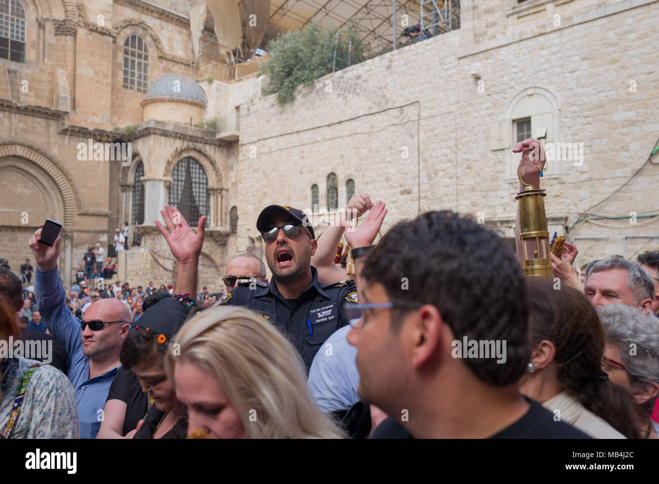 Jerusalem, Israel. 7th Apr, 2018. Holy Fire' appears at Church of the ...