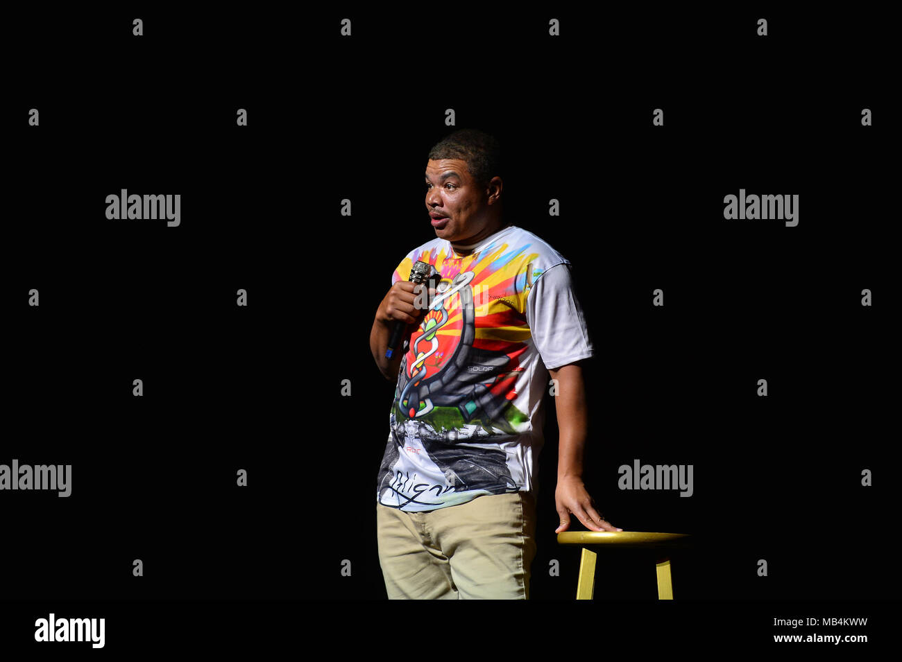 Miami, FL, USA. 06th Apr, 2018. Comedian Red Grant performs during Katt ...
