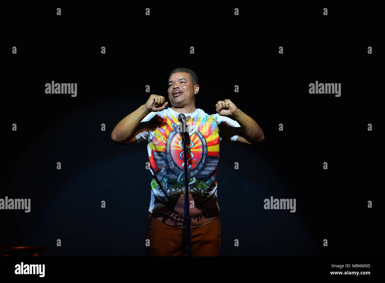 Miami, FL, USA. 06th Apr, 2018. Comedian Red Grant performs during Katt ...