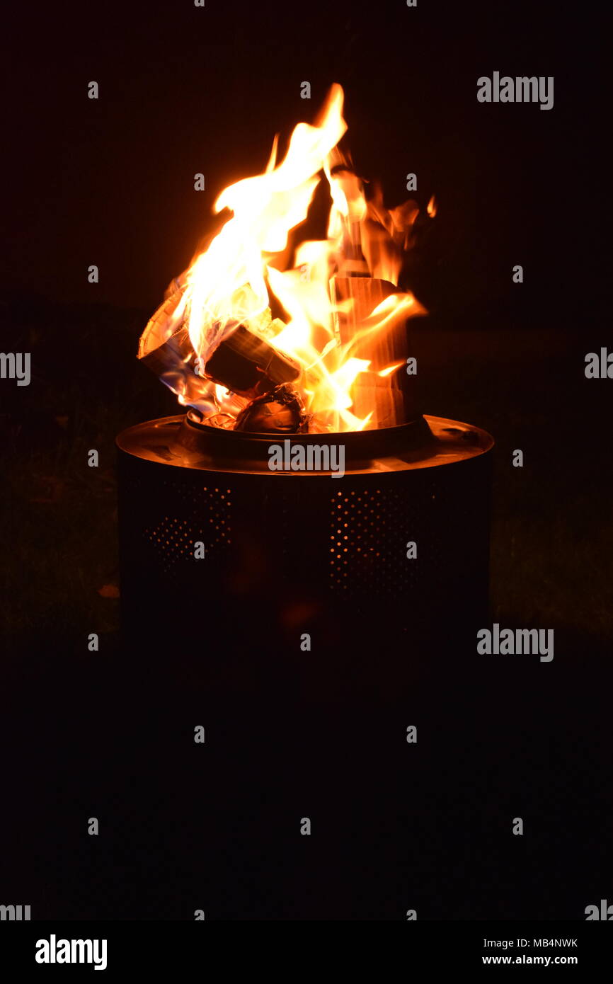 Burning cardboard in a Chimiea Stock Photo - Alamy