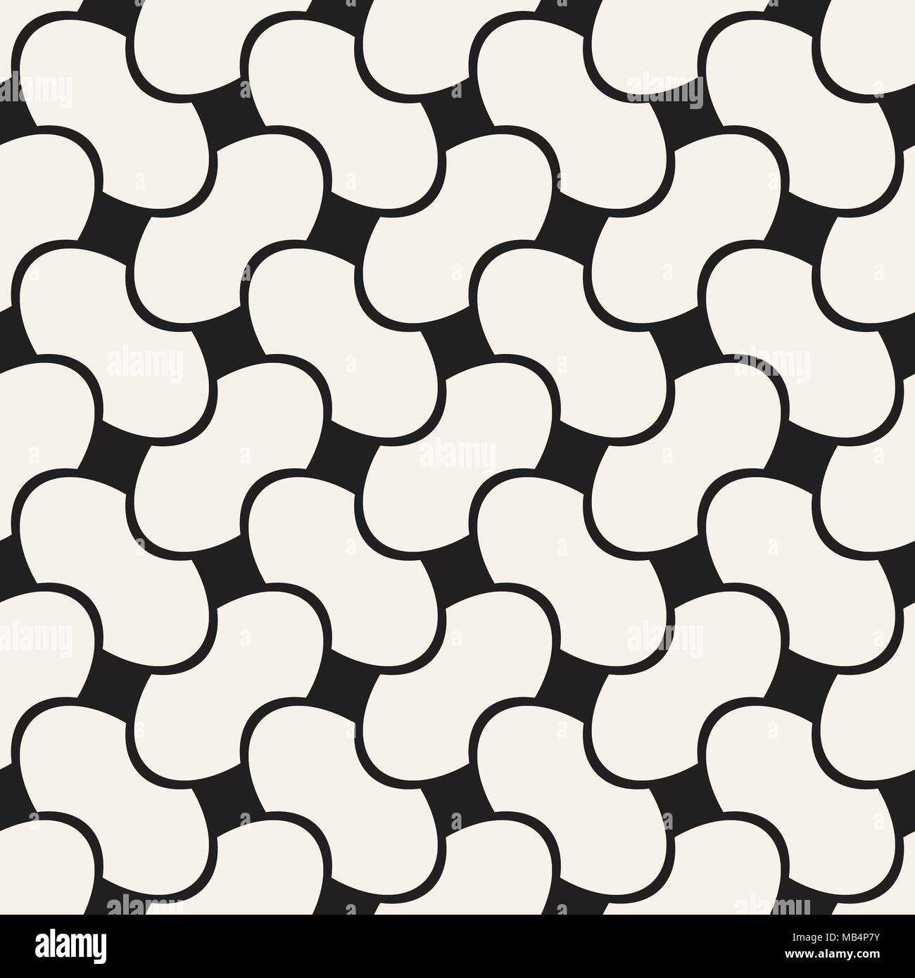Vector geometric seamless pattern with curved shapes grid. Abstract ...
