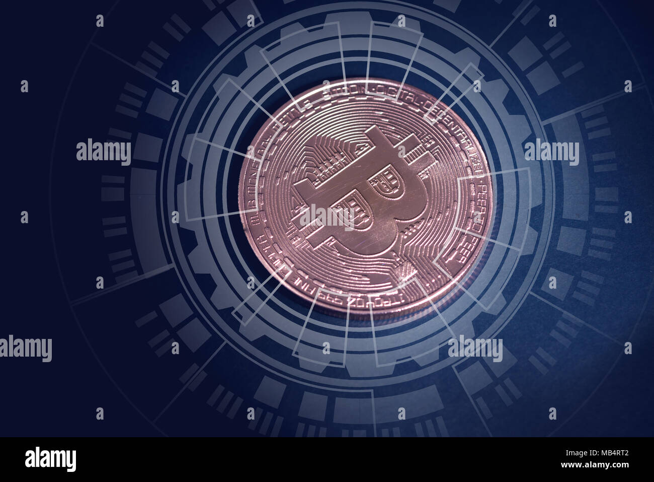 Bitcoin digital currency, bit-coin on motherboard or electronic board ...