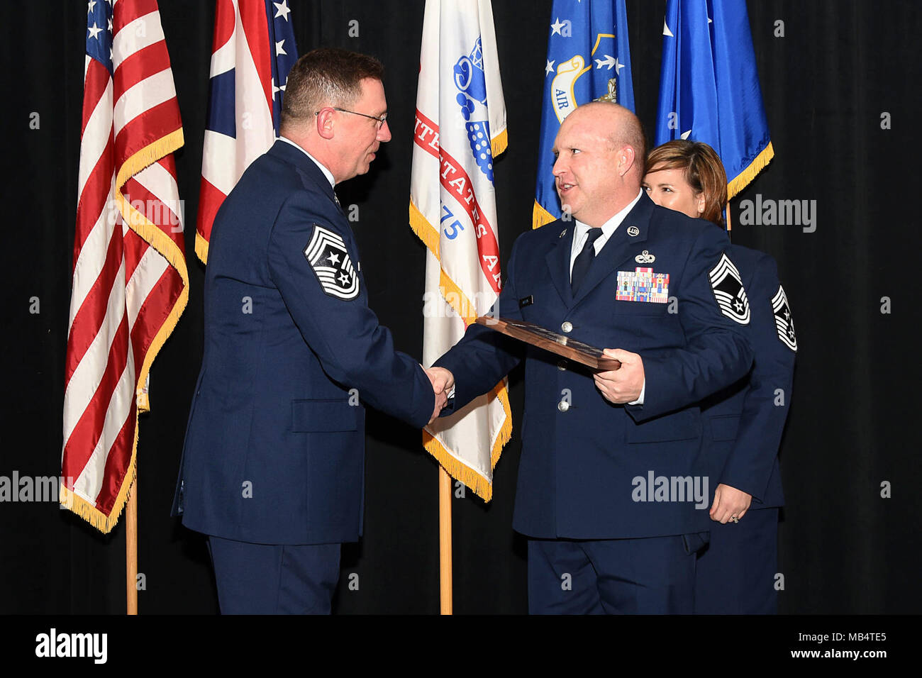 Chief Master Sgt. Jeffery K. Martin, right, assigned to the 121st Air ...