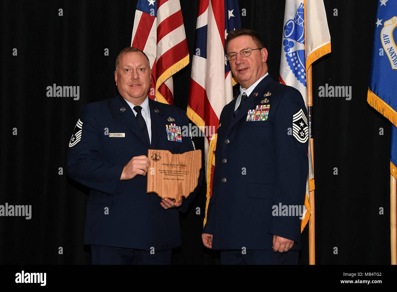 Command Chief Master Sgt. Thomas A. Jones, right, the state command ...