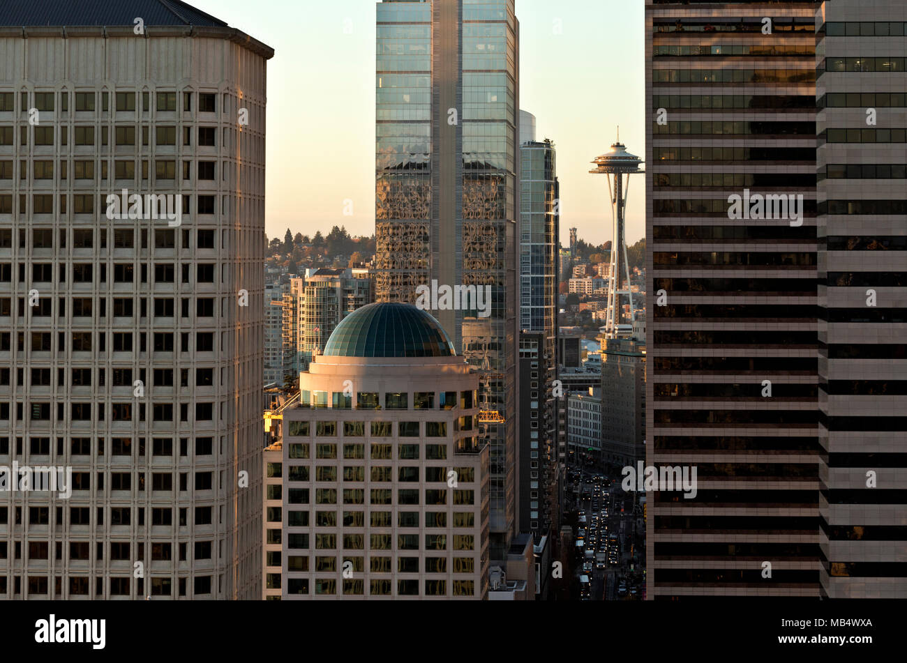 WA15061-00...WASHINGTON - Late afternoon view down 2nd Ave. to the ...