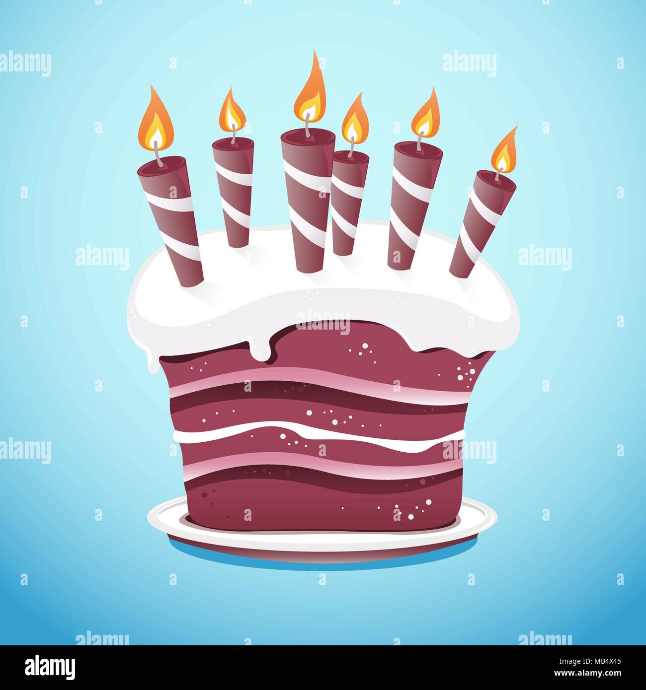 A nice vector cake covered in frosting sitting on a serving plate. All ...
