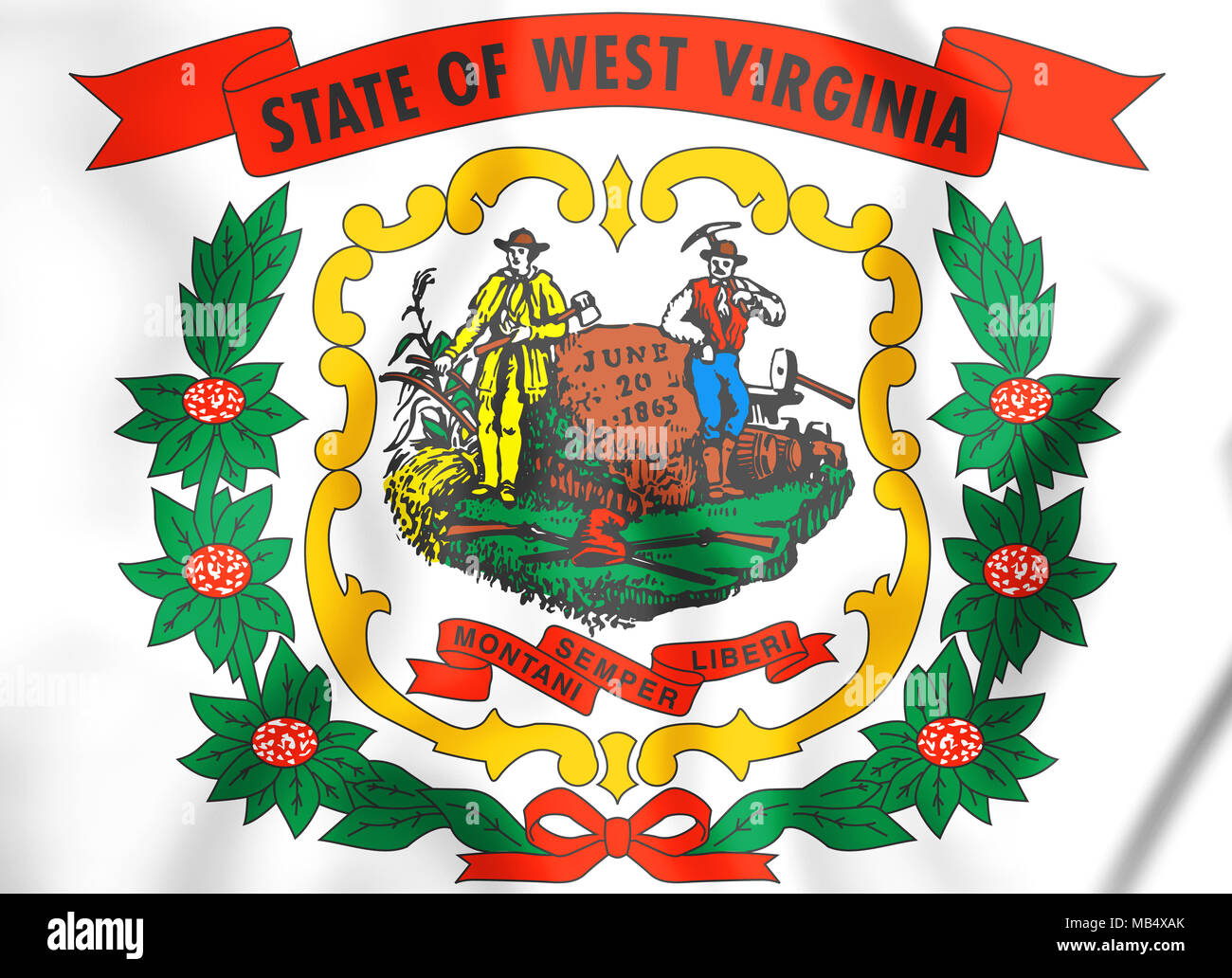 West Virginia coat of arms, USA. 3D Illustration Stock Photo - Alamy