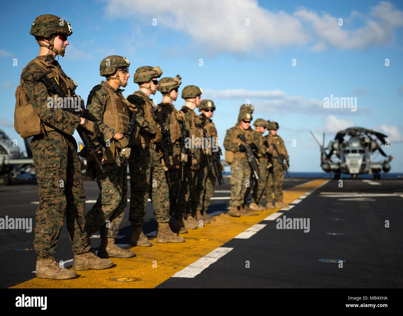 OCEAN (Feb. 19, 2018) Marines assigned to Battalion Landing Team, 2nd ...