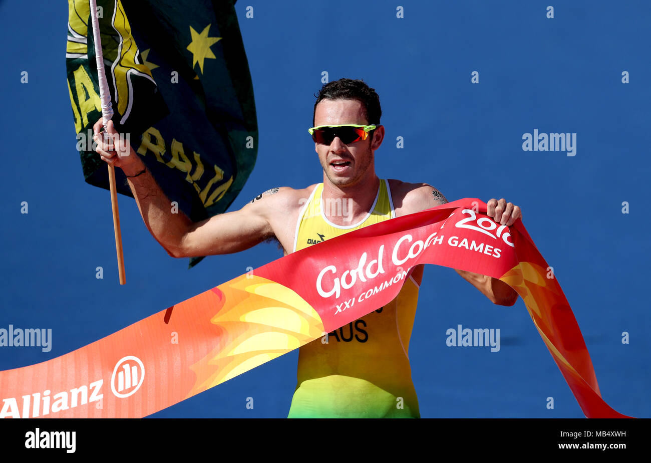 Australia's Jacob Birtwhistle crosses the finish line to take gold ...