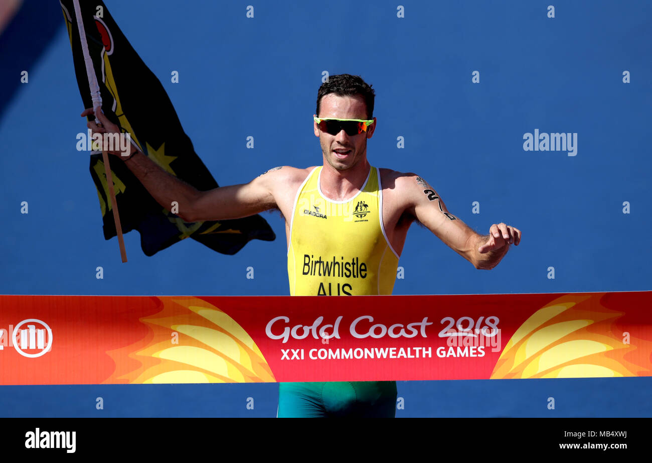 Australia's Jacob Birtwhistle crosses the finish line to take gold ...
