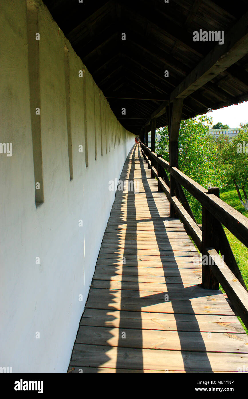 An ancient wooden barrier building in Novhorod-Siverskii. Ancient ...