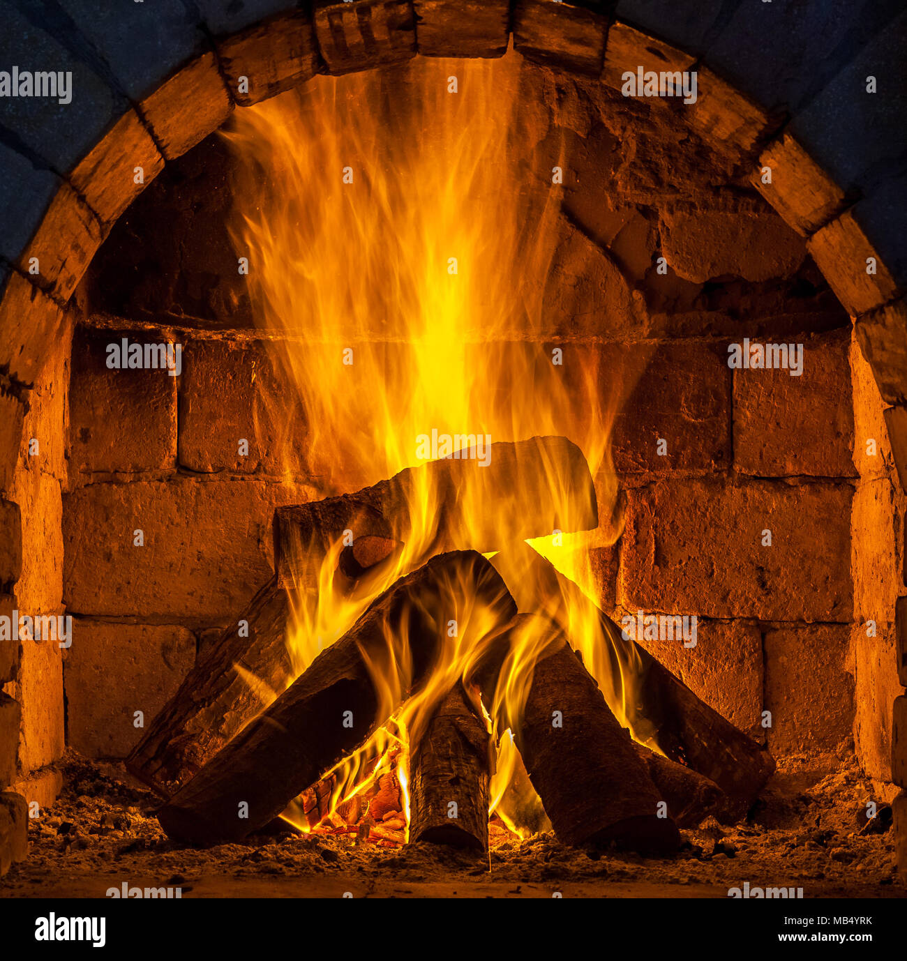 A fire burns in a fireplace Stock Photo - Alamy