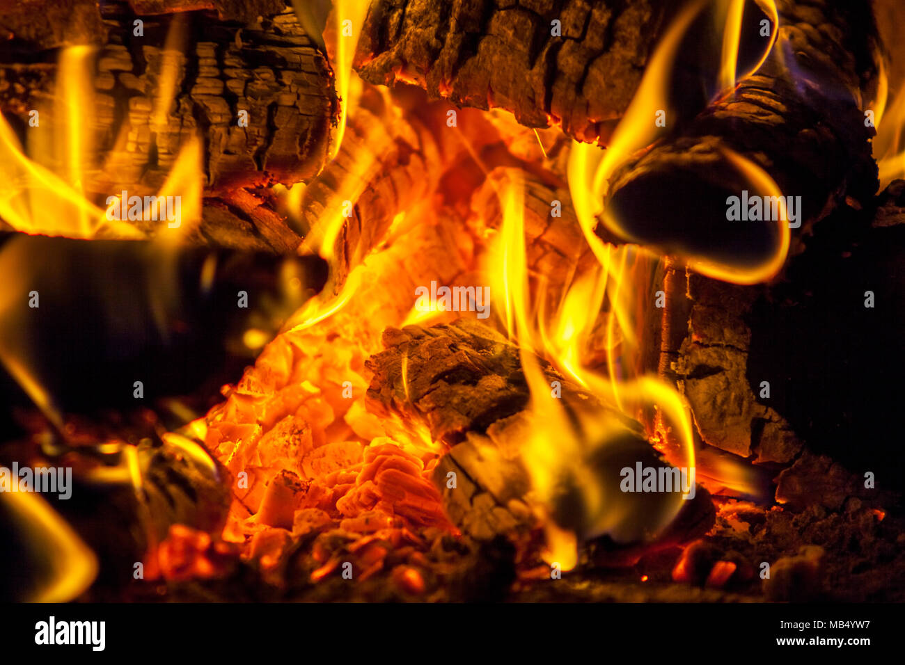 A fire burns in a fireplace Stock Photo - Alamy