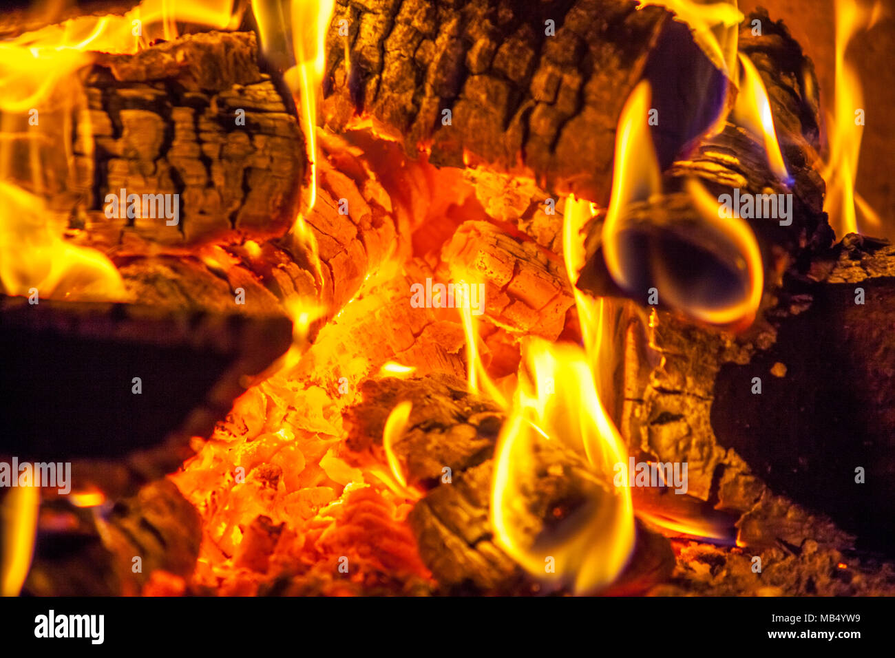 A fire burns in a fireplace Stock Photo - Alamy