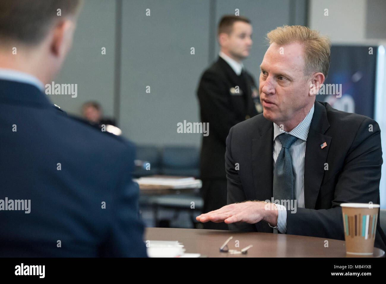 Patrick Shanahan, Deputy Secretary of Defense, speaks with U.S. Marine ...