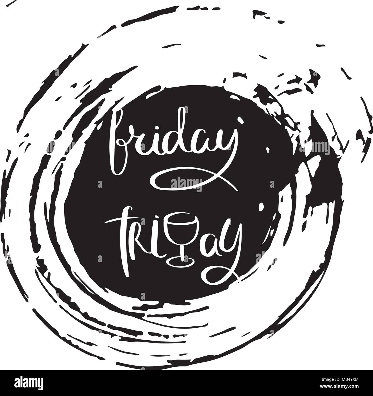 Friday. Hand drawn motivation quote. Creative vector typography concept ...