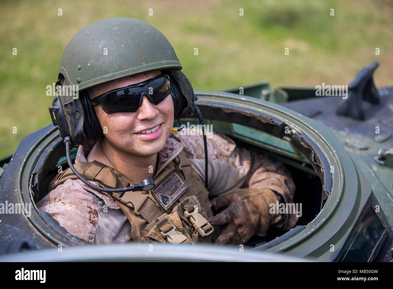 U.S. Marine Corps Cpl. Johnny Valle, amphibious assault vehicle crewman ...