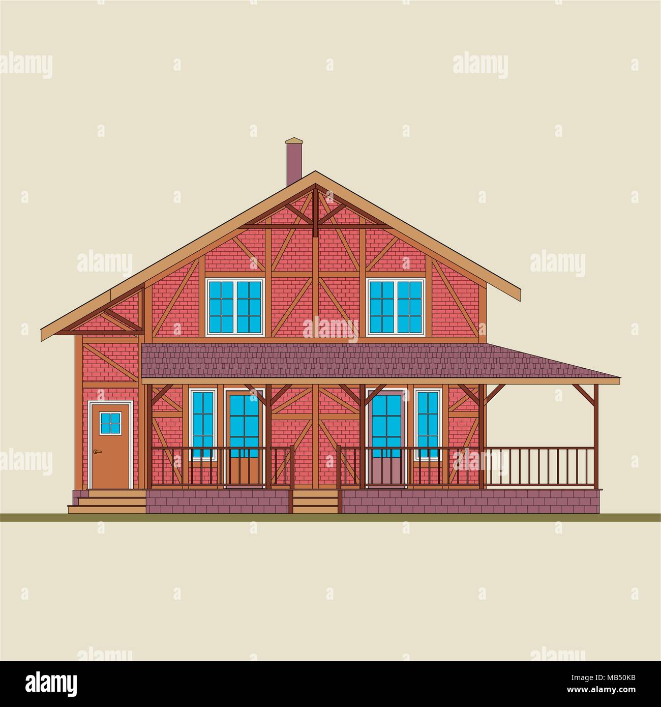 The house is built of natural wood and red brick. "Post-and-beam ...