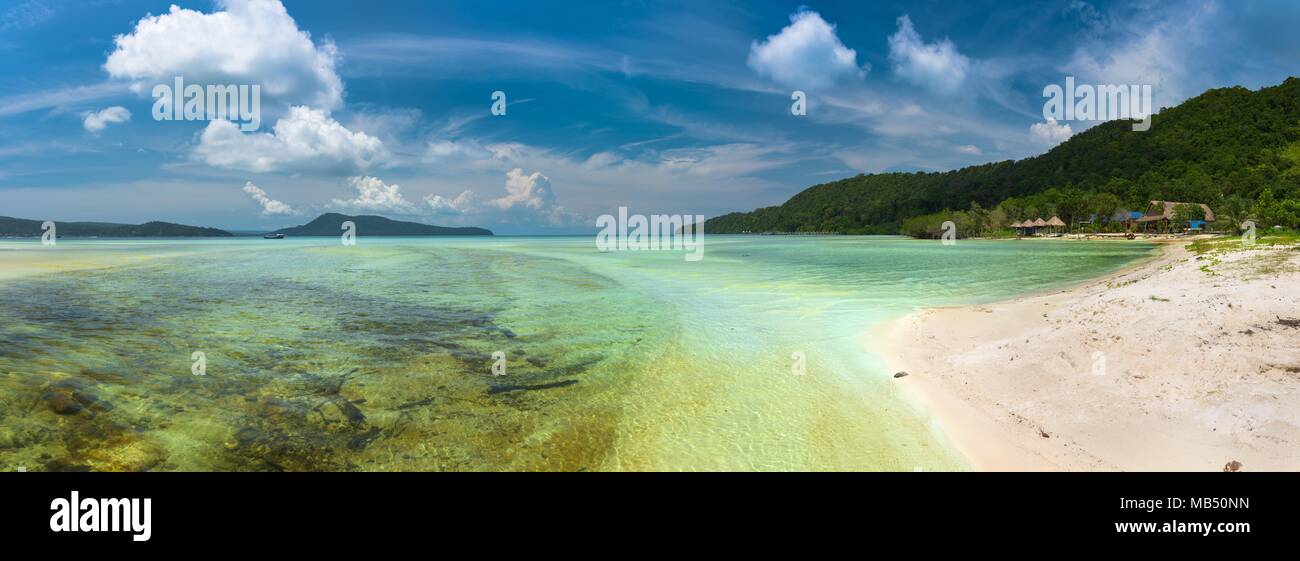 Tropical landscape of Koh Rong Samloem island with clear turquoise ...