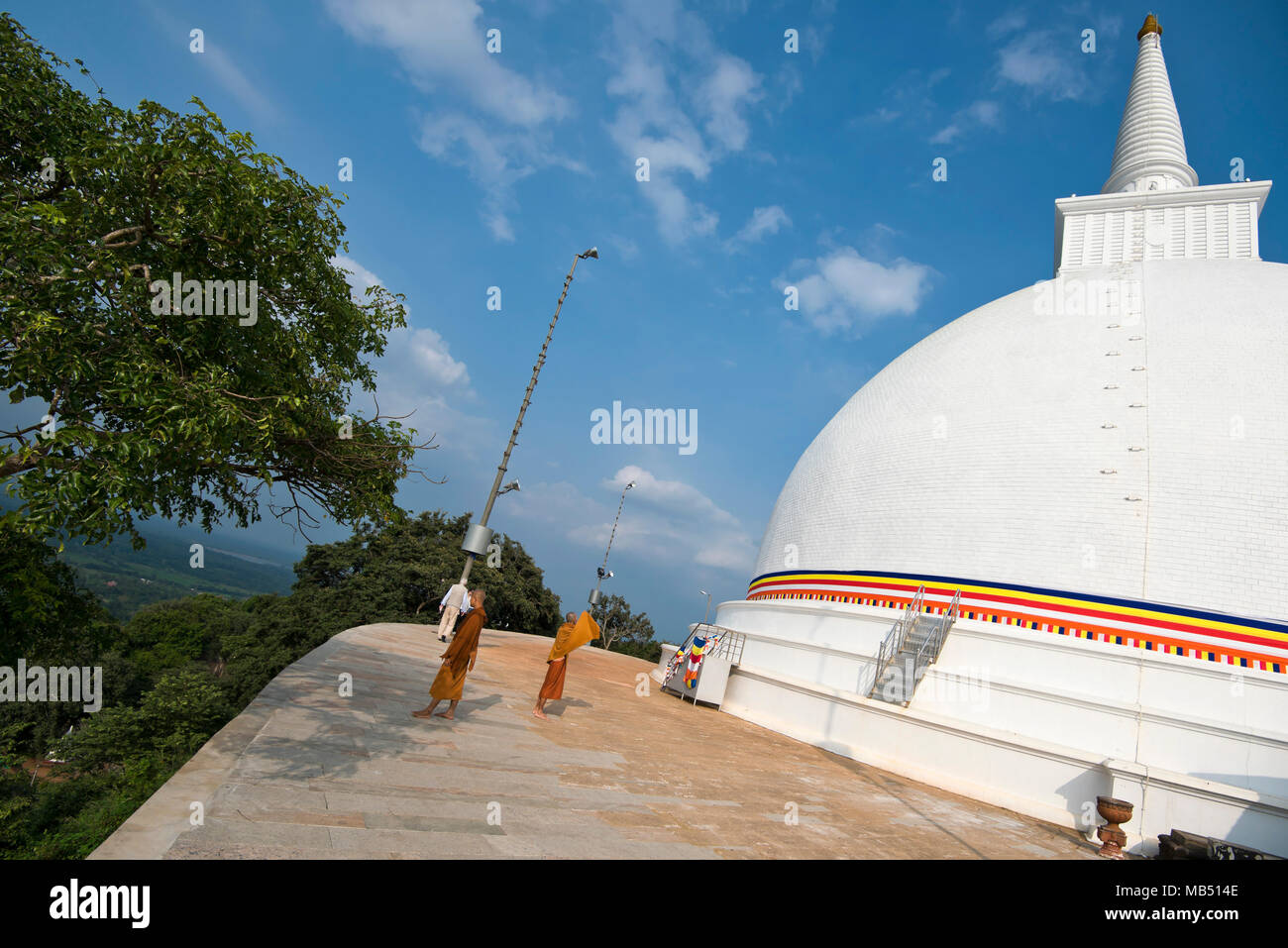 Horizontal view of the huge Maha Stupa or dagoba at Mihintale mountain ...