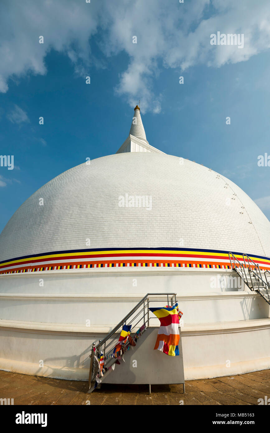 Vertical view of the huge Maha Stupa or dagoba at Mihintale mountain ...