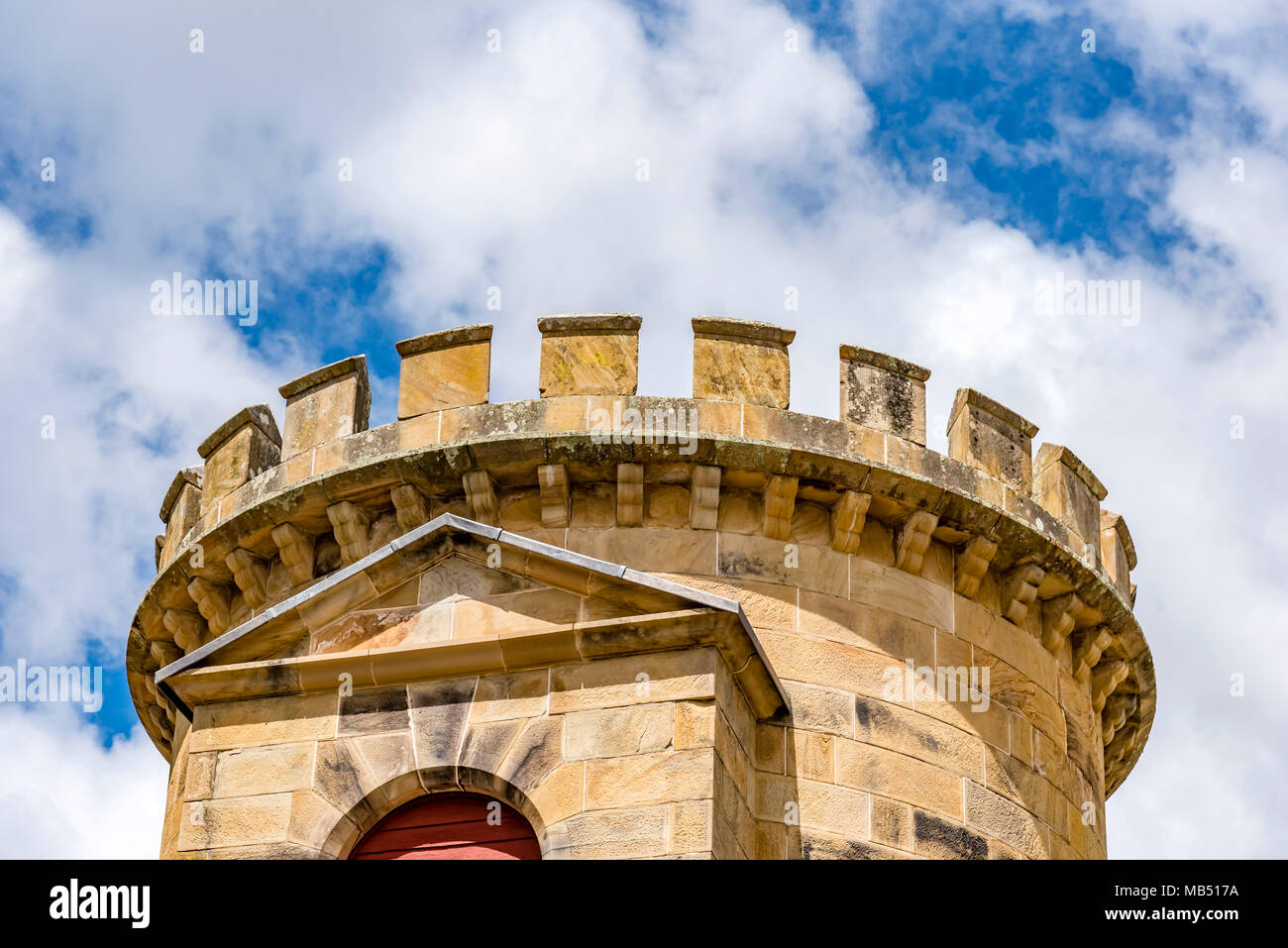 Architectural details of old buildings, cloudy sky in background. Ruins ...