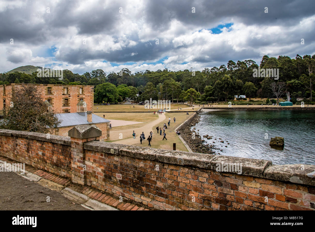 Scenic view of old buildings Port Arthur, Tasmania, Australia. Ruins of ...